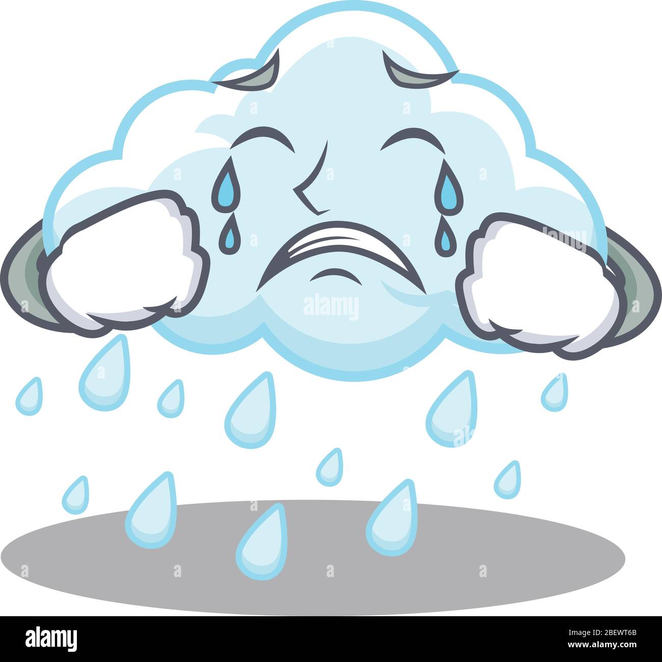 Cartoon character design of cloudy rainy with a crying face Stock ...