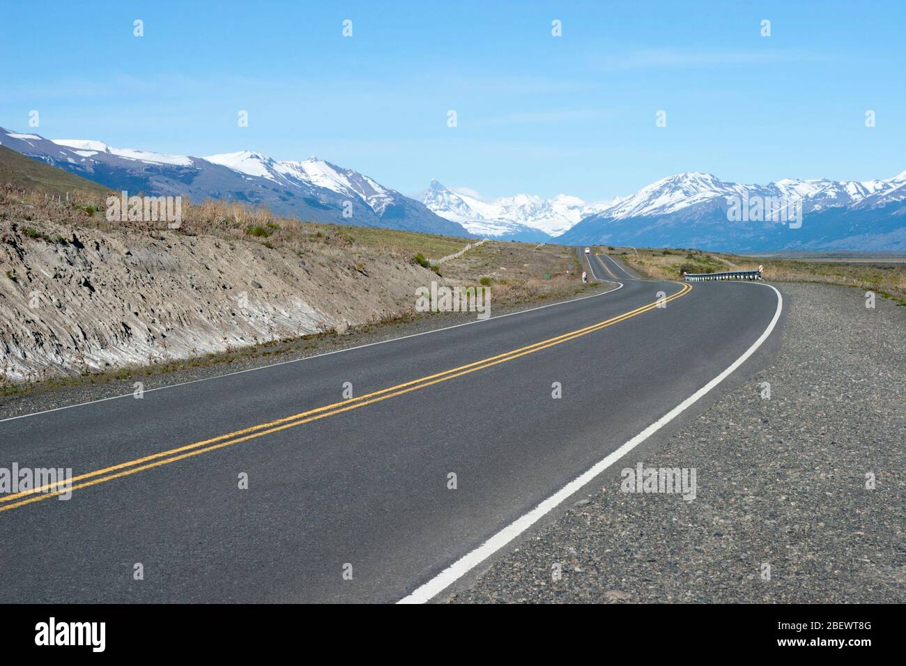 Highway through Patagonia to the Andes Mountains in Argentina, near El ...