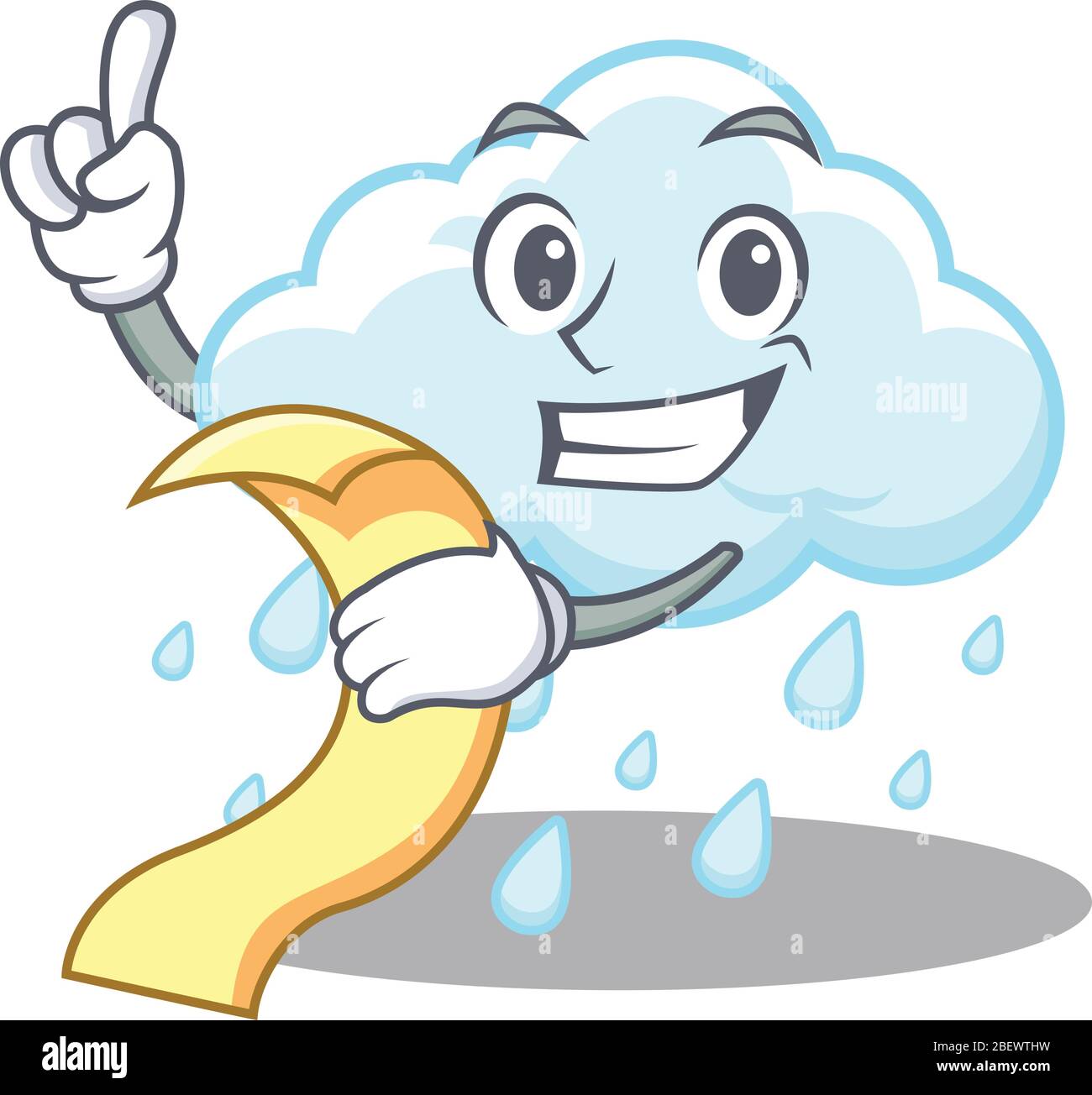 Cloudy rainy mascot character design with a menu on his hand Stock ...