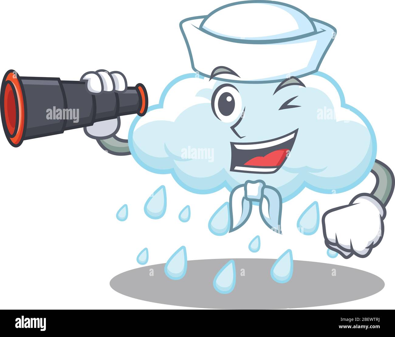 A cartoon icon of cloudy rainy Sailor with binocular Stock Vector Image ...