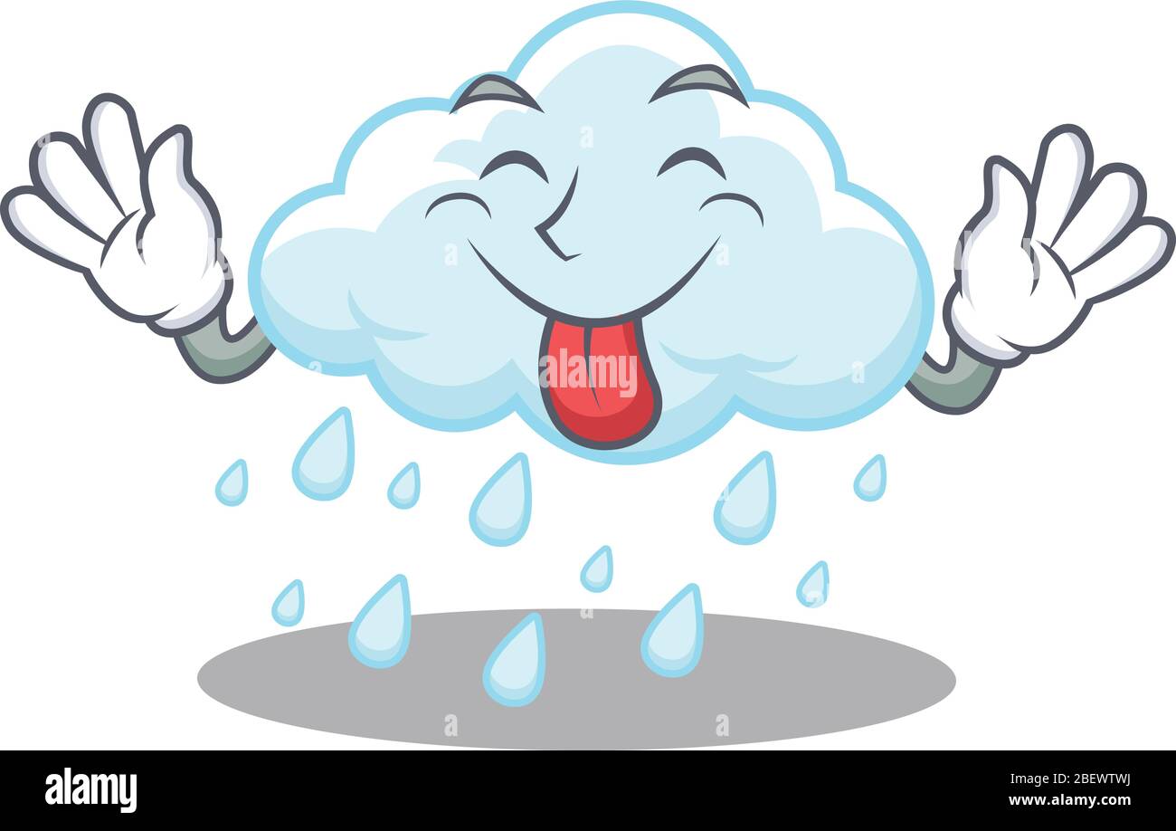 An amusing face cloudy rainy cartoon design with tongue out Stock ...