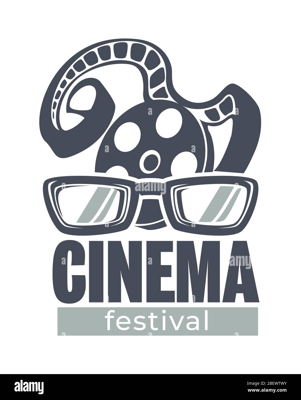 Cinema festival, movie fest banner with filmstrip and glasses Stock ...