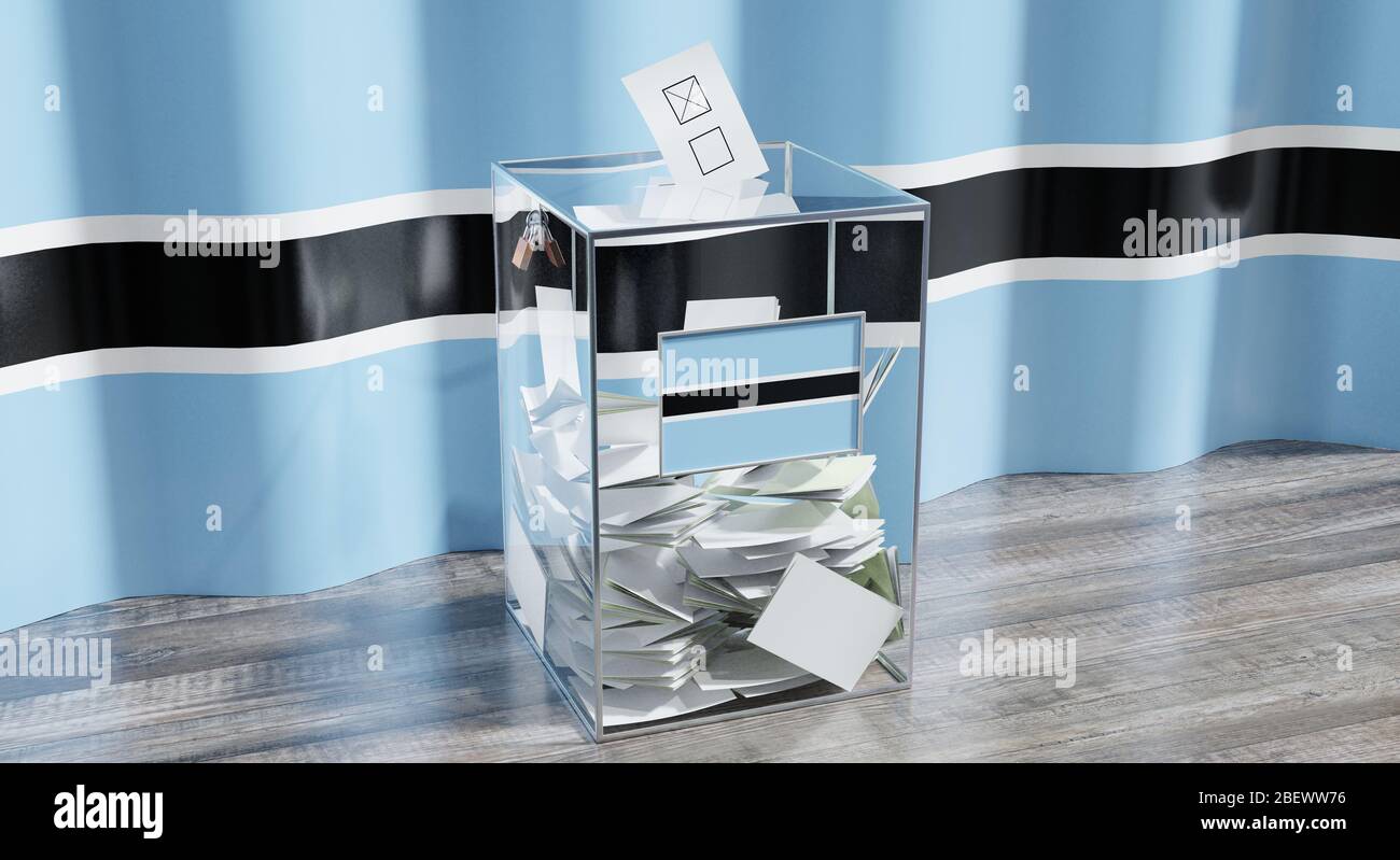 Botswana - ballot box - voting, election concept - 3D illustration ...
