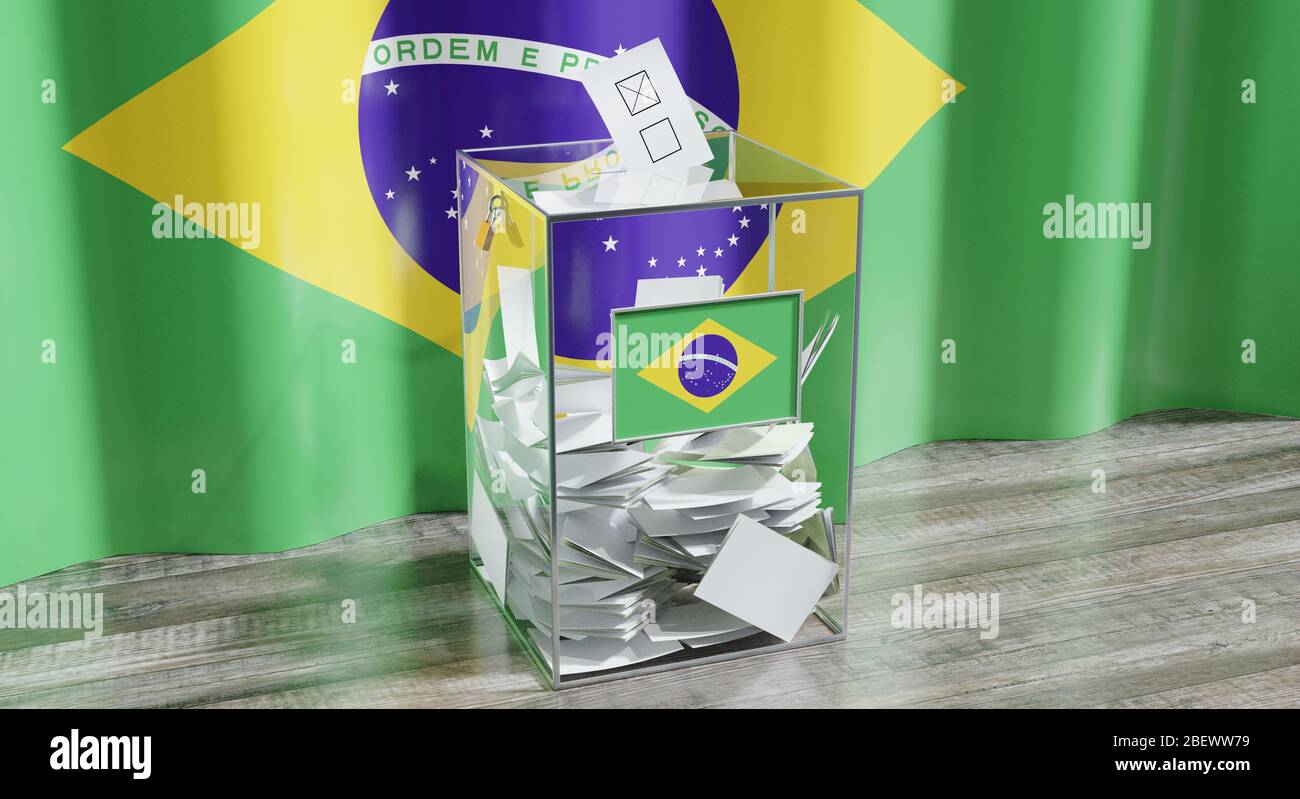 Brazil - ballot box - voting, election concept - 3D illustration Stock ...