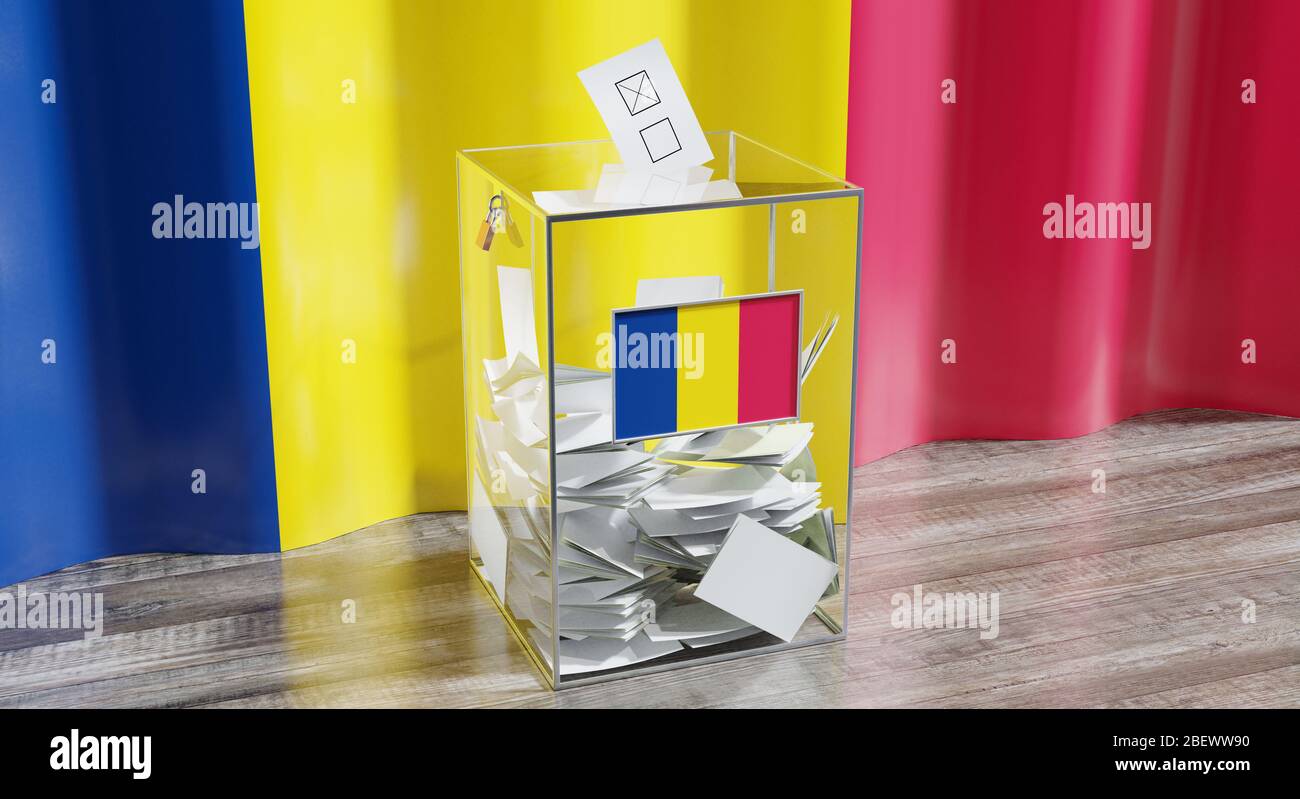 Chad - ballot box - voting, election concept - 3D illustration Stock ...