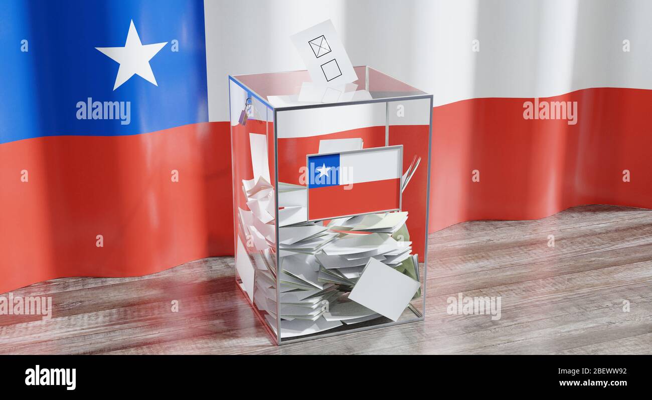 Chile - ballot box - voting, election concept - 3D illustration Stock ...