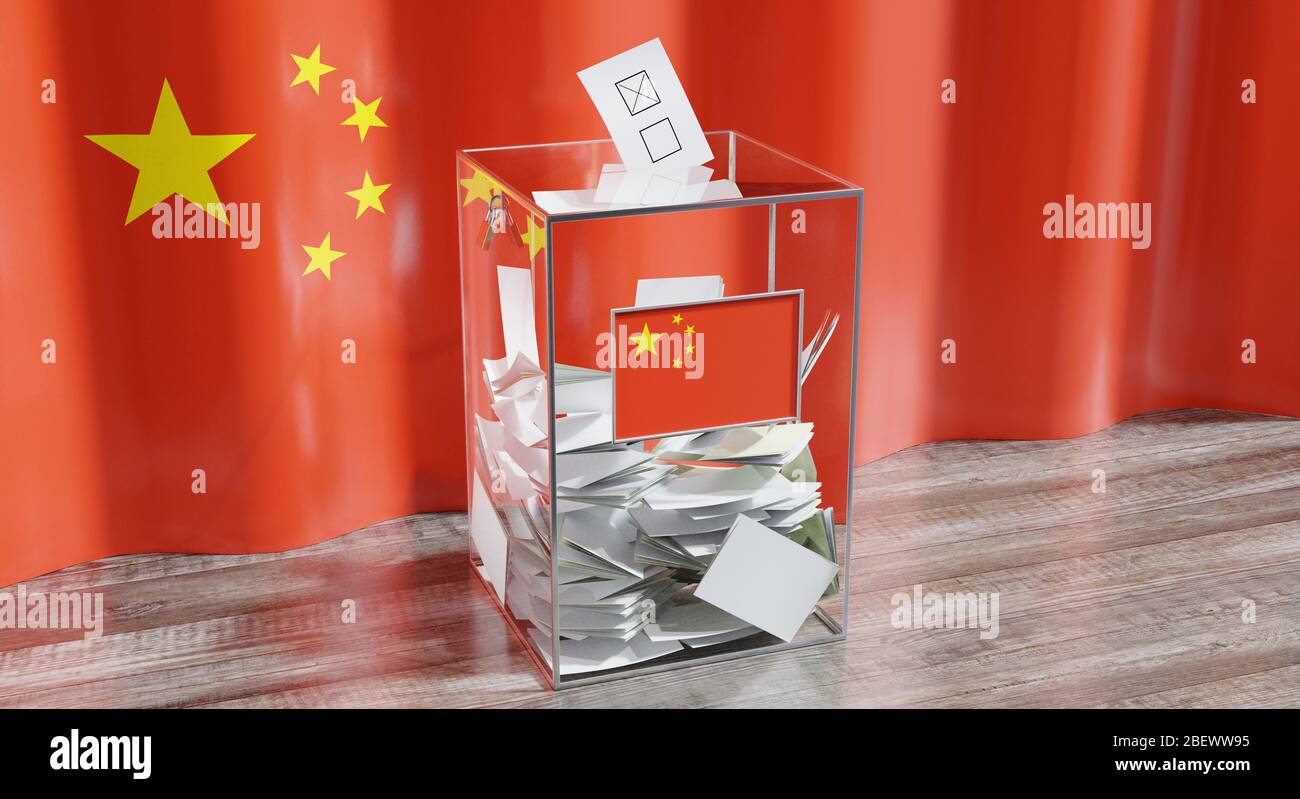 People Republic of China - ballot box - voting, election concept - 3D ...