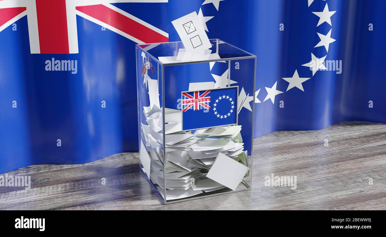 Cook Islands - ballot box - voting, election concept - 3D illustration ...