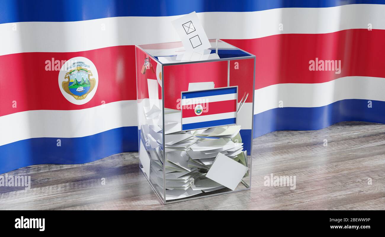Costa Rica - ballot box - voting, election concept - 3D illustration ...