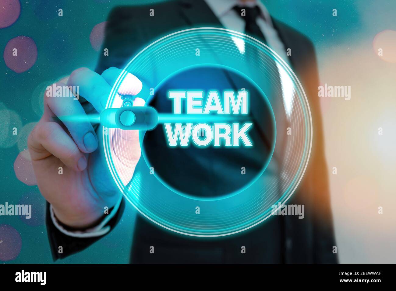 Writing note showing Team Work. Business concept for Combined action of ...