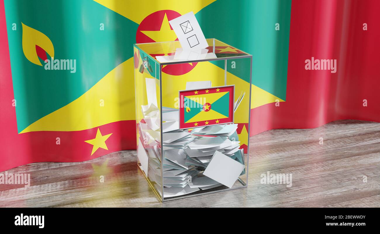 Grenada - ballot box - voting, election concept - 3D illustration Stock ...