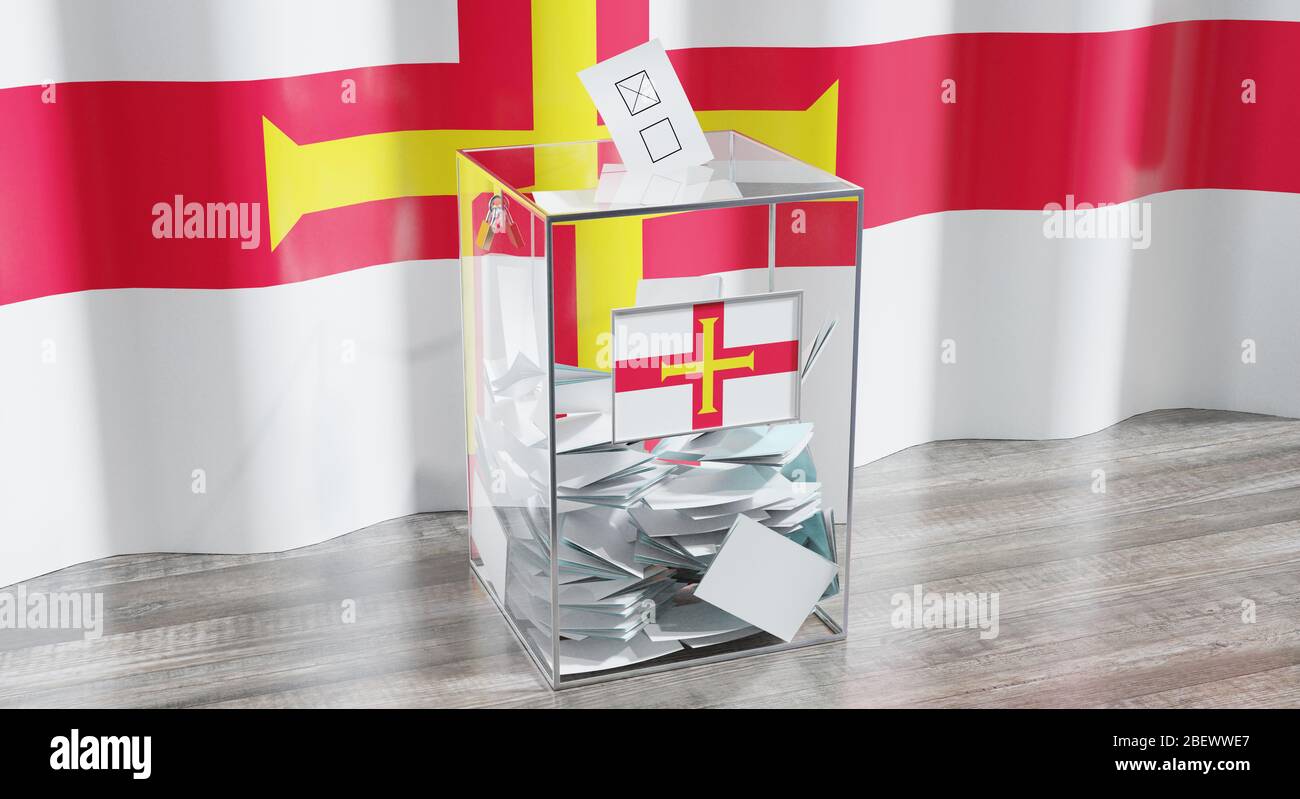 Guernsey - ballot box - voting, election concept - 3D illustration ...