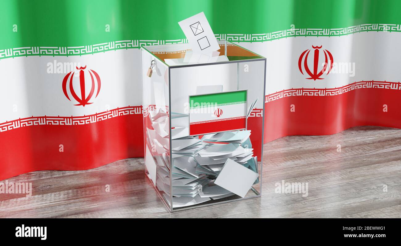 Iran - ballot box - voting, election concept - 3D illustration Stock ...