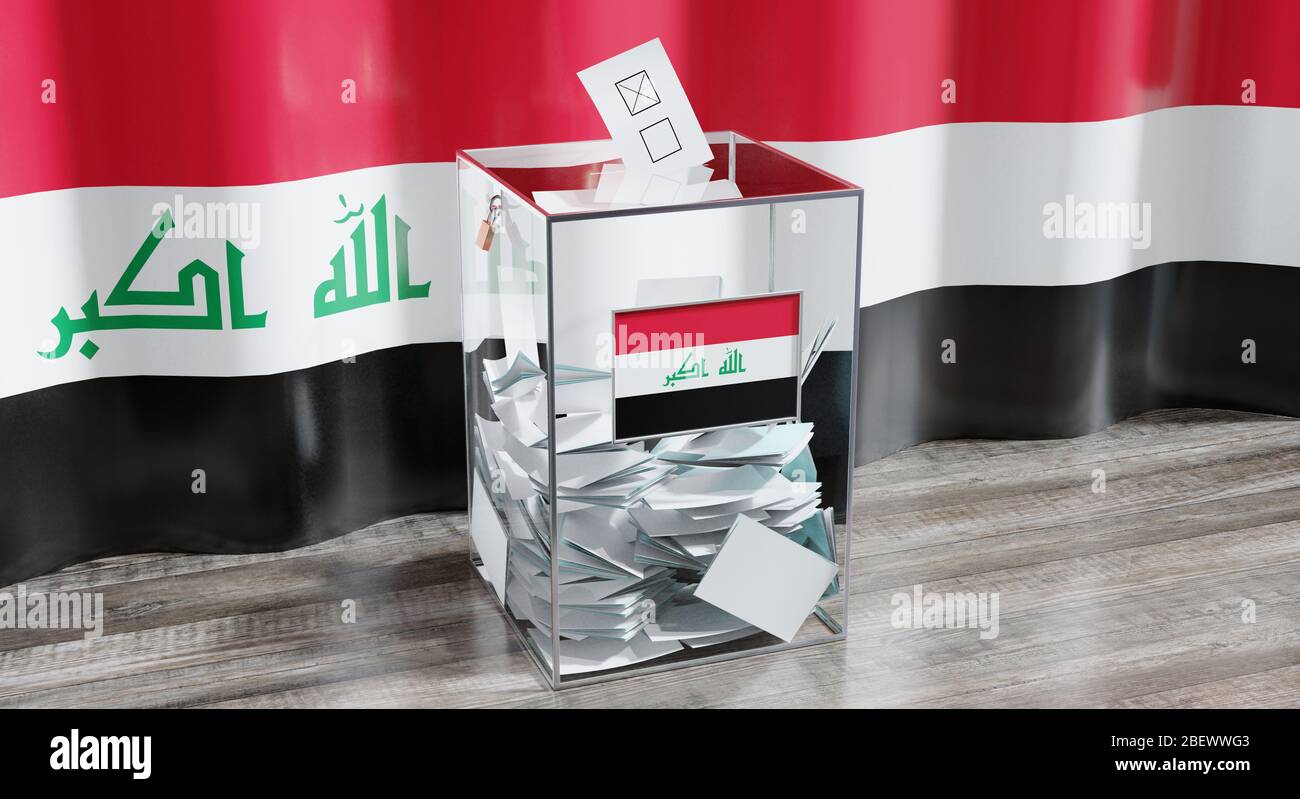 Iraq - ballot box - voting, election concept - 3D illustration Stock ...