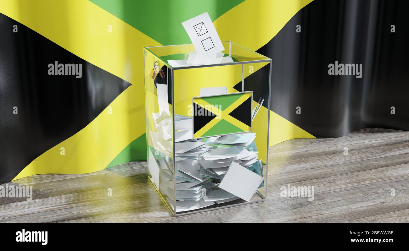 Jamaica - ballot box - voting, election concept - 3D illustration Stock ...
