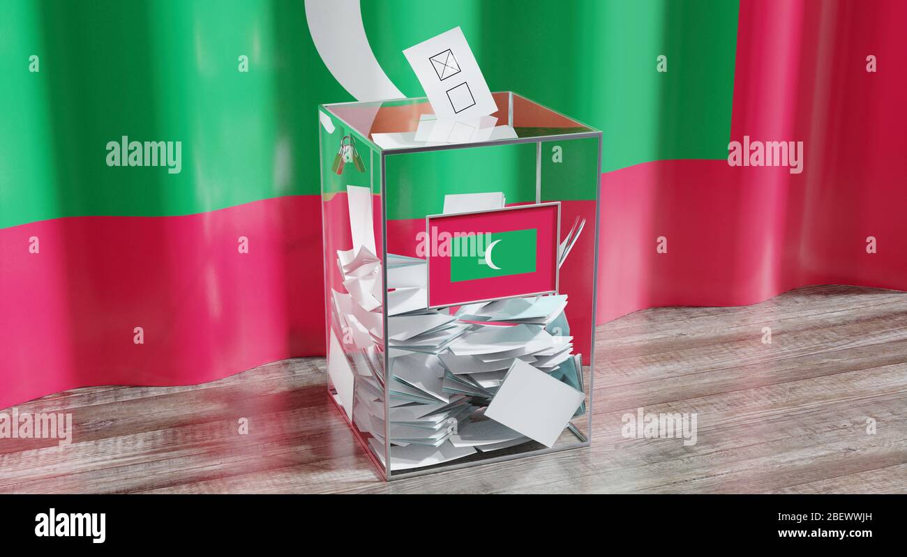 Maldives - ballot box - voting, election concept - 3D illustration ...