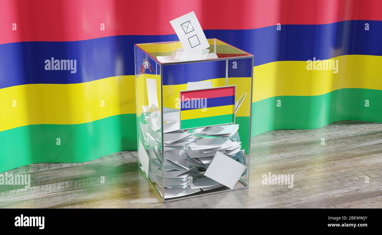 Mauritius - ballot box - voting, election concept - 3D illustration ...