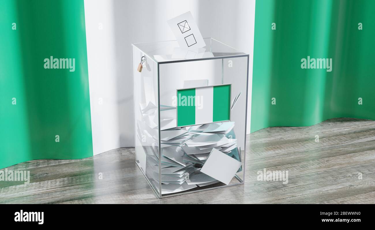 Nigeria - ballot box - voting, election concept - 3D illustration Stock ...