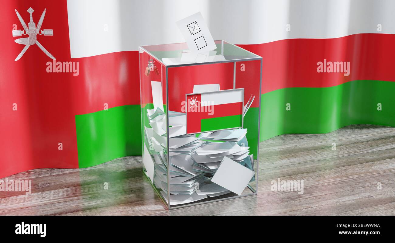 Oman - ballot box - voting, election concept - 3D illustration Stock ...