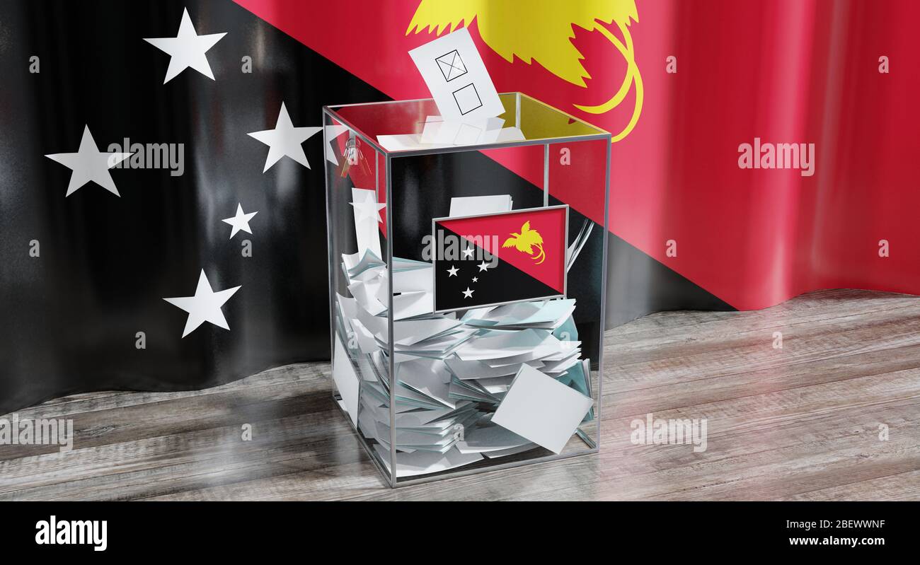 Papua New Guinea - ballot box - voting, election concept - 3D ...