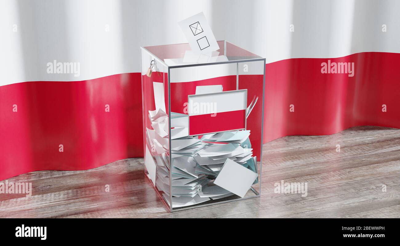 Poland - ballot box - voting, election concept - 3D illustration Stock ...
