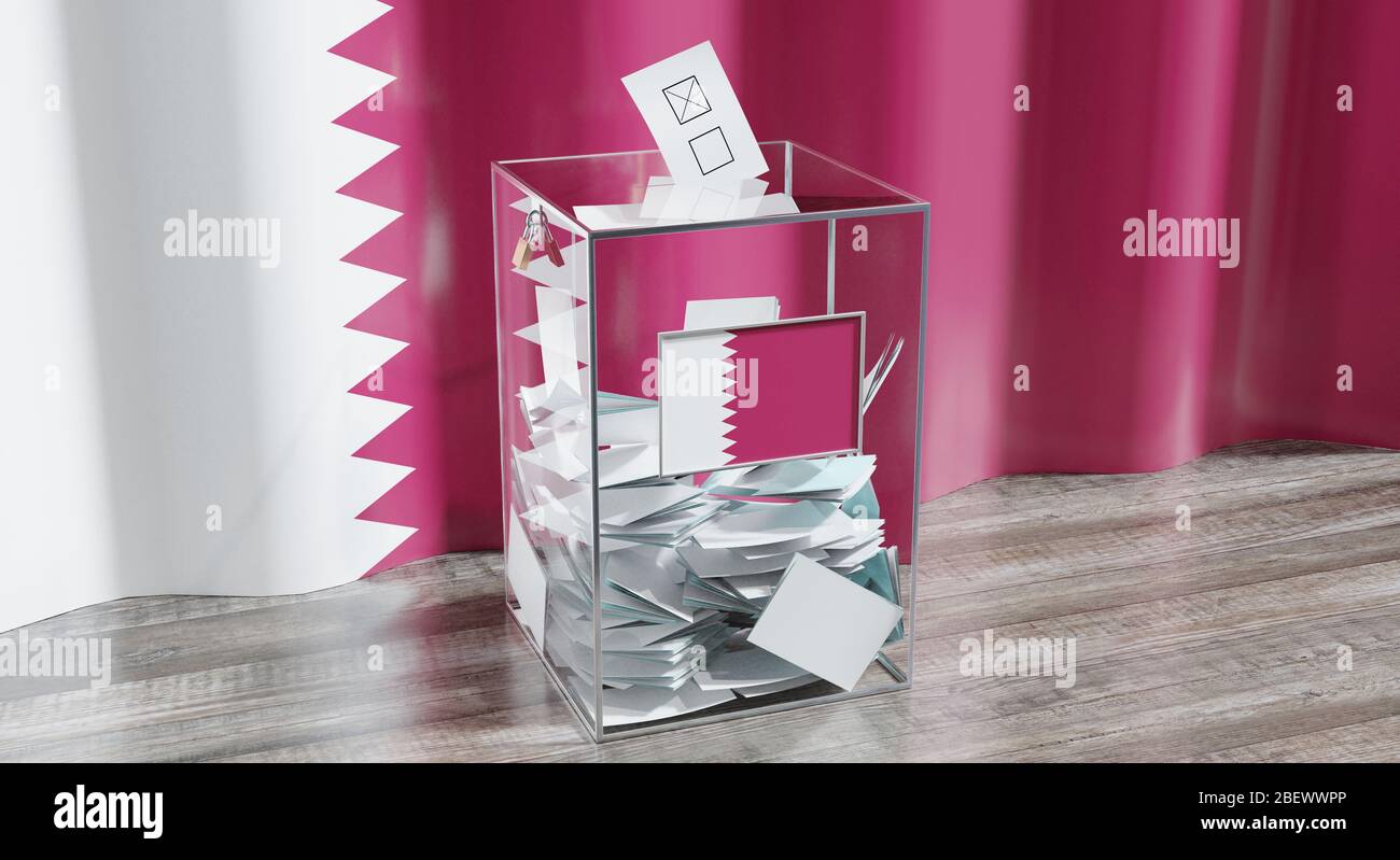Qatar - ballot box - voting, election concept - 3D illustration Stock ...