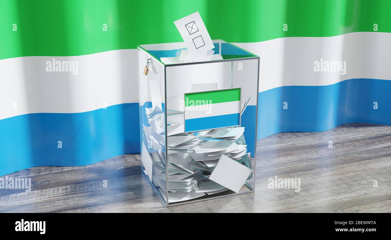 Sierra Leone - ballot box - voting, election concept - 3D illustration ...