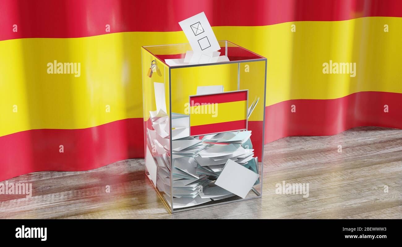 Spain - ballot box - voting, election concept - 3D illustration Stock ...