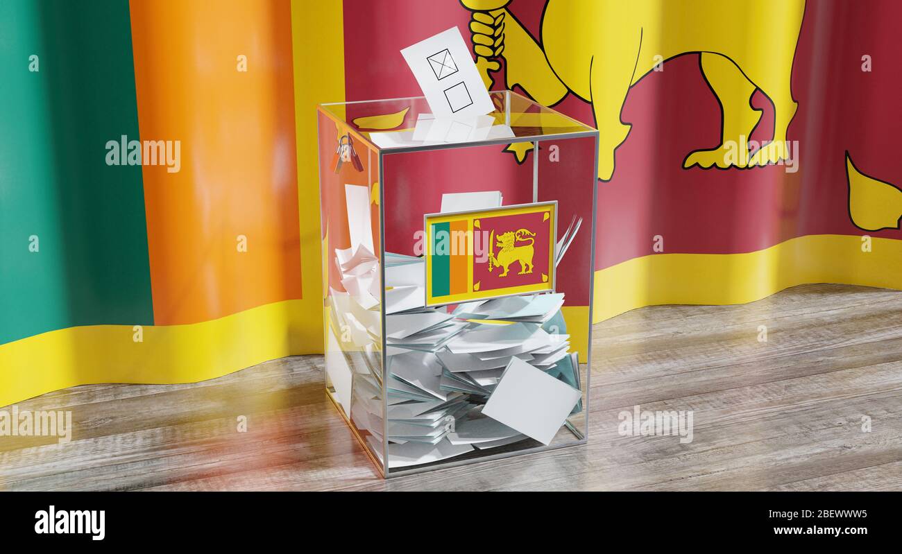 Sri Lanka - ballot box - voting, election concept - 3D illustration ...