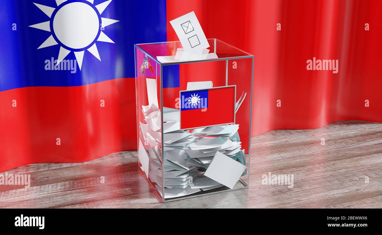 Taiwan - ballot box - voting, election concept - 3D illustration Stock ...