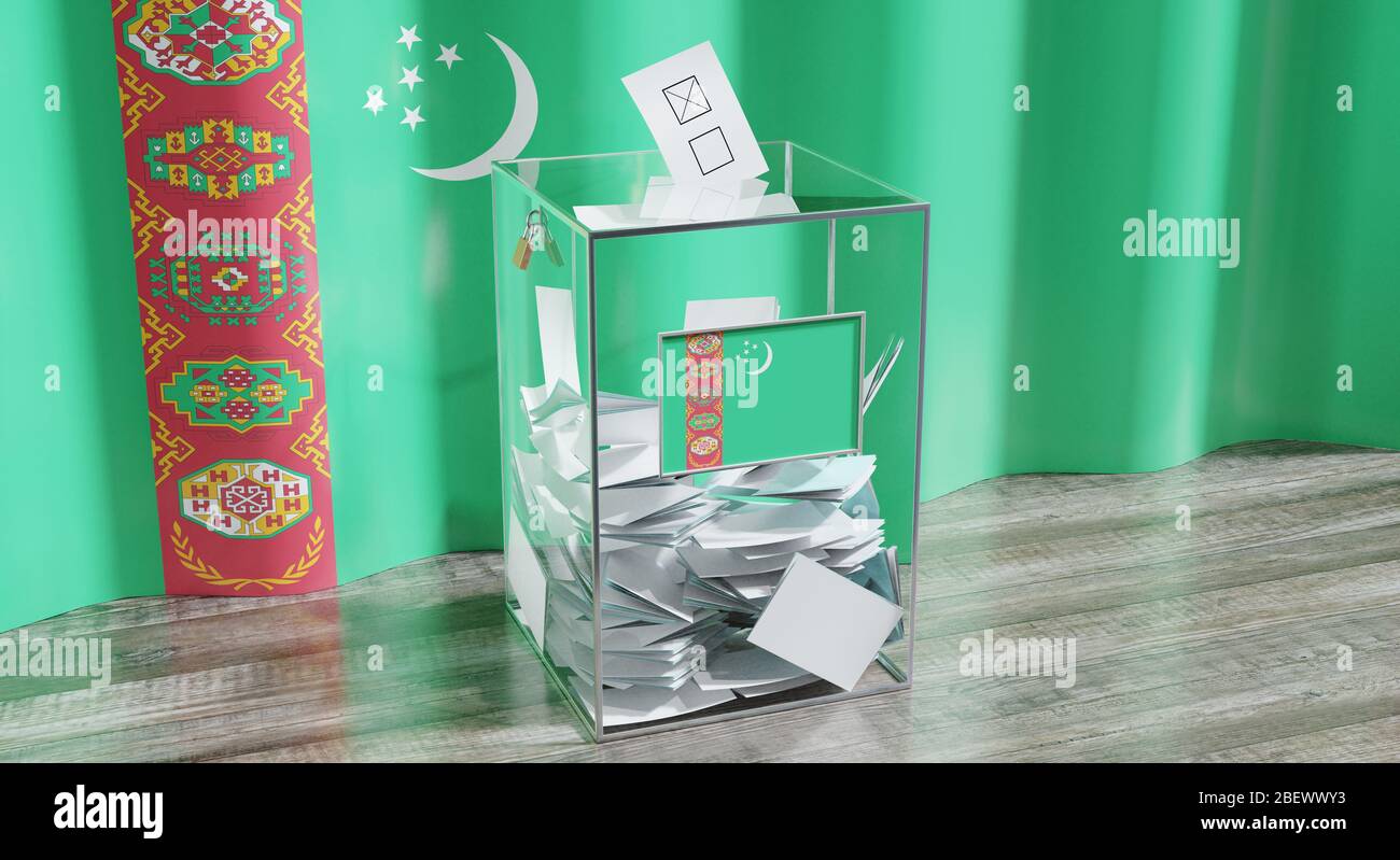 Turkmenistan - ballot box - voting, election concept - 3D illustration ...