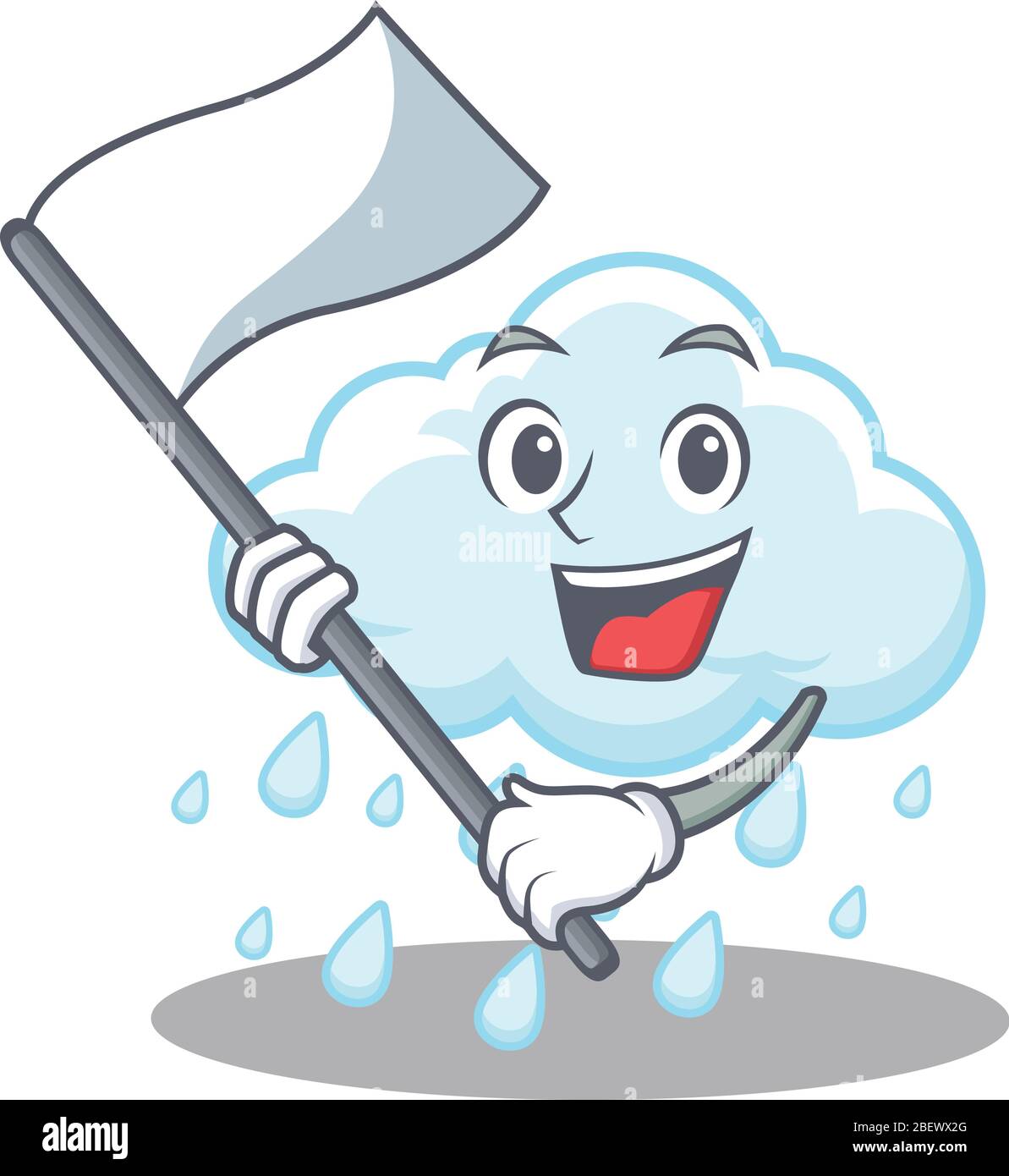 A nationalistic cloudy rainy mascot character design with flag Stock ...