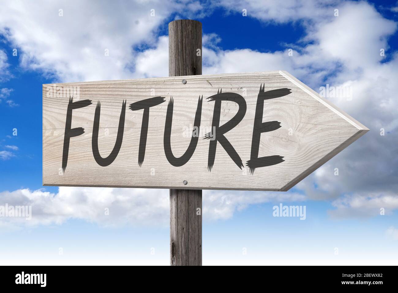 Future - wooden signpost with one arrow Stock Photo - Alamy