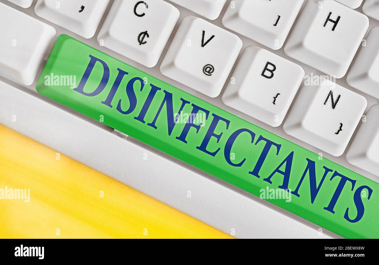 Handwriting text writing Disinfectants. Conceptual photo chemical that ...