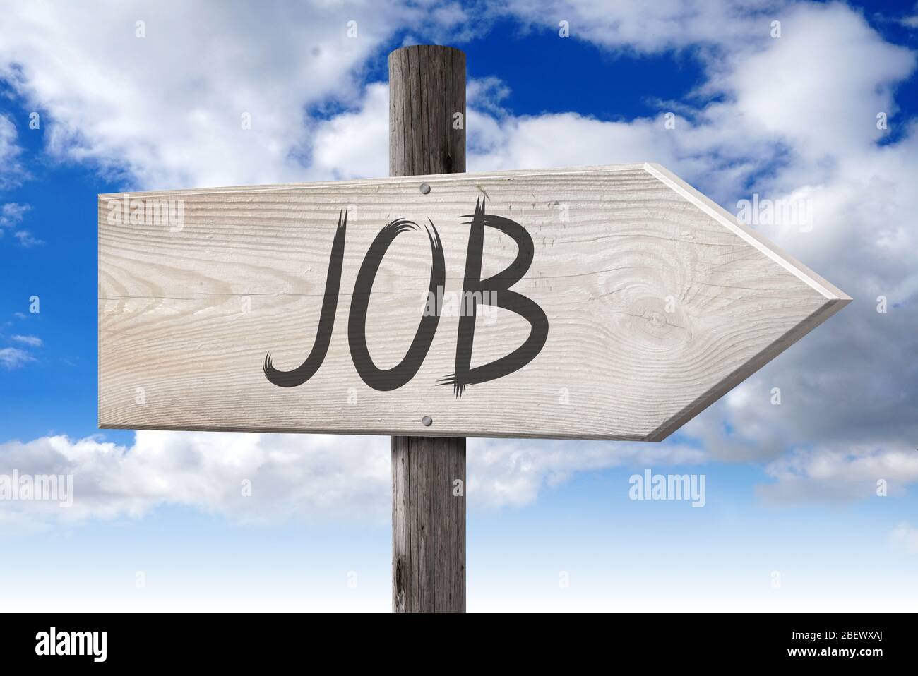 Job - wooden signpost with one arrow Stock Photo - Alamy