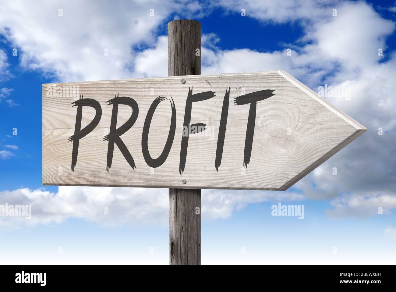 Profit - wooden signpost with one arrow Stock Photo - Alamy