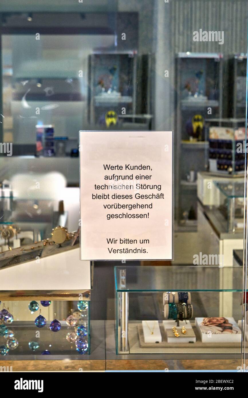 Vertical closed sign in German script. Technical difficulties Stock ...