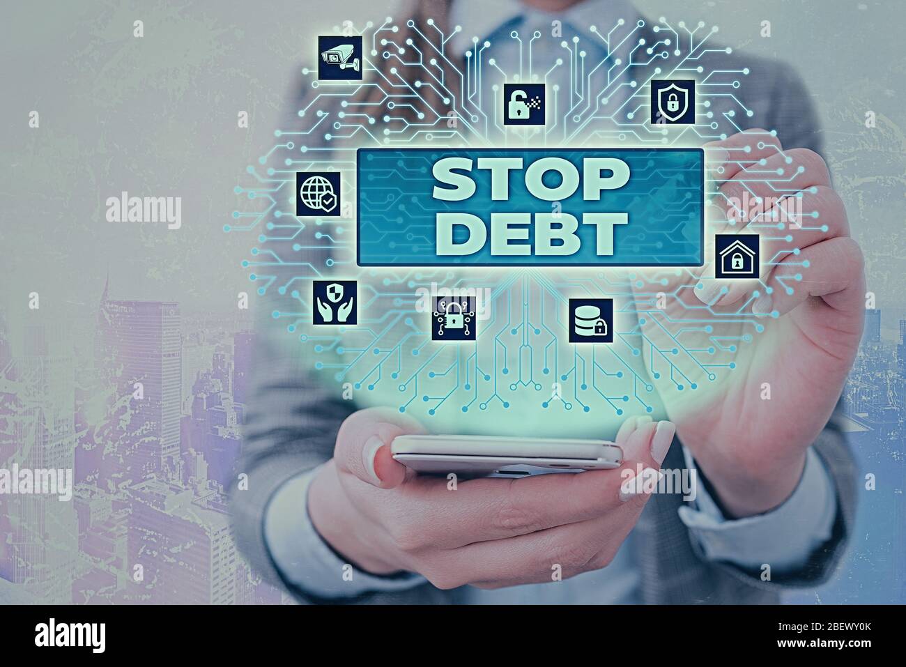 Conceptual hand writing showing Stop Debt. Concept meaning does not ...