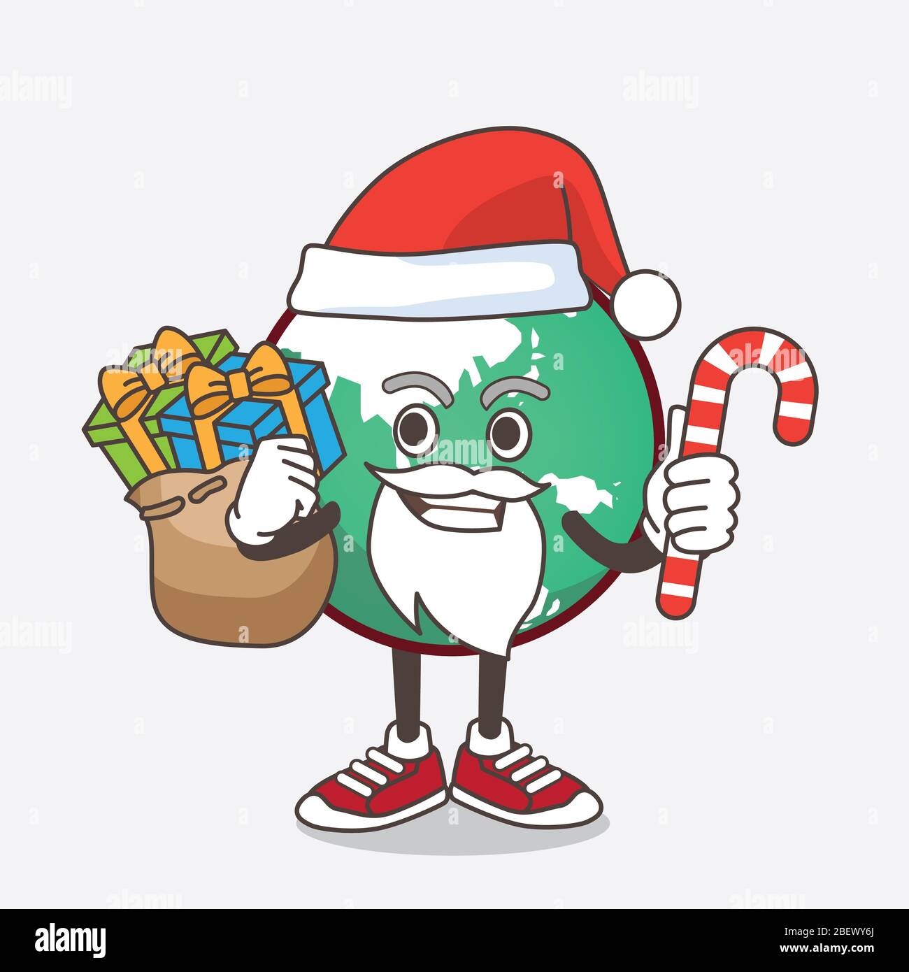 An illustration of planet Earth cartoon mascot character in Santa ...