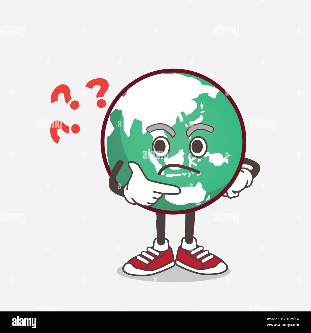 An illustration of planet Earth cartoon mascot character in a confused ...