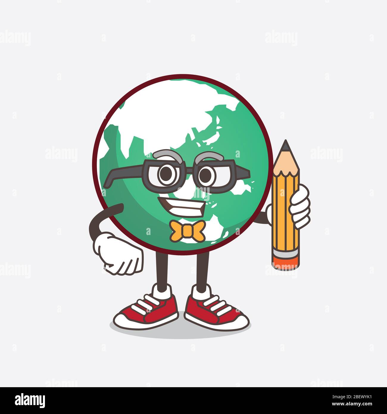 An illustration of planet Earth cartoon mascot character holding pencil ...