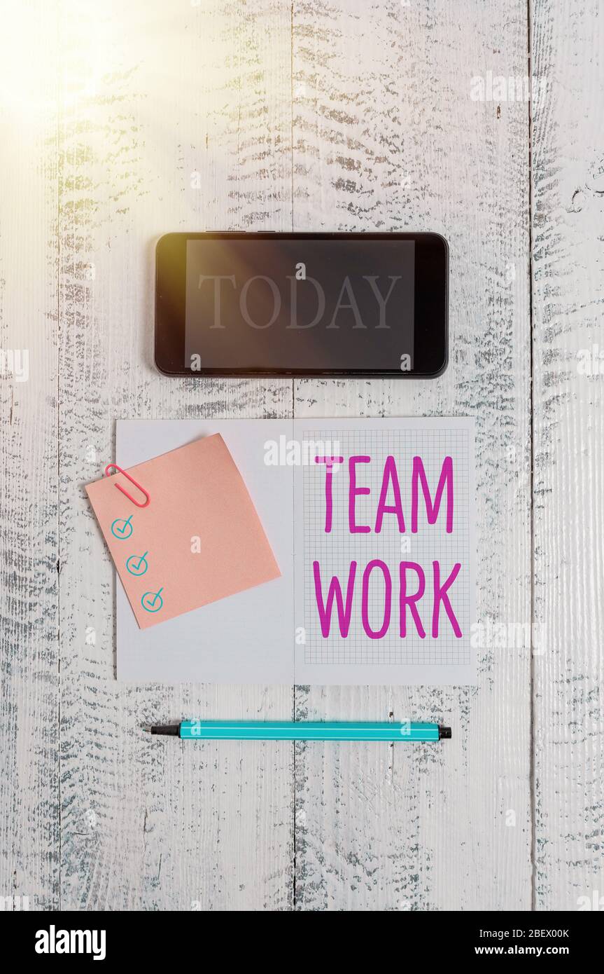 Conceptual hand writing showing Team Work. Concept meaning Combined ...