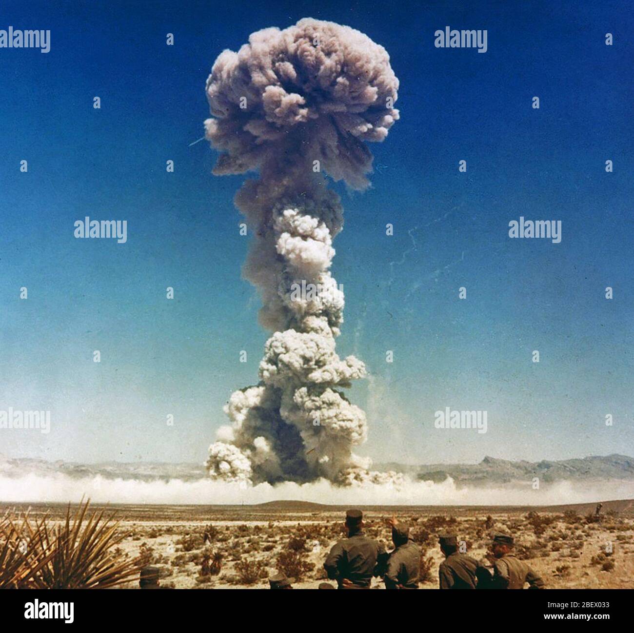 Military personnel observing one of the tests in the Buster-Jangle ...