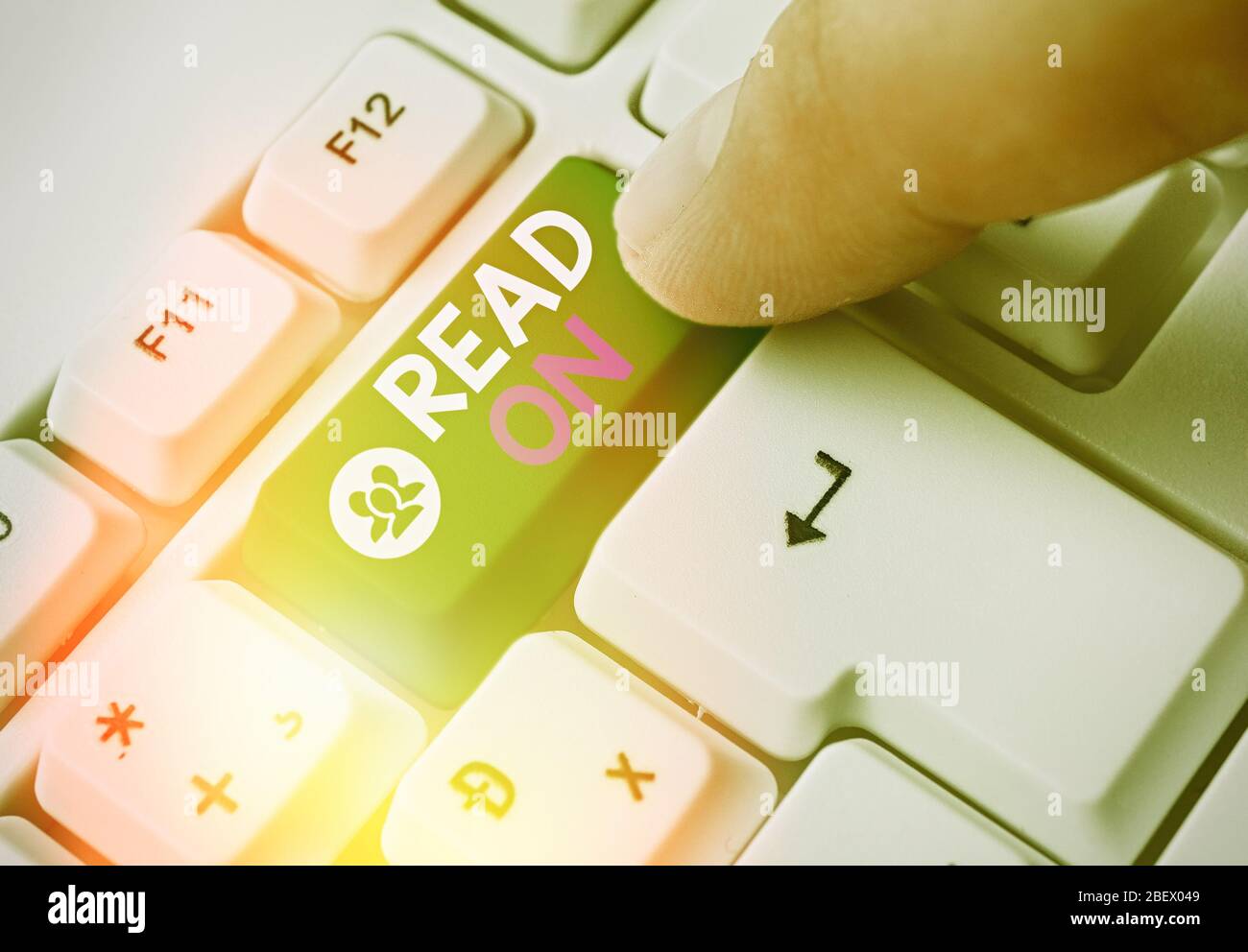 Conceptual hand writing showing Read On. Concept meaning spend time ...