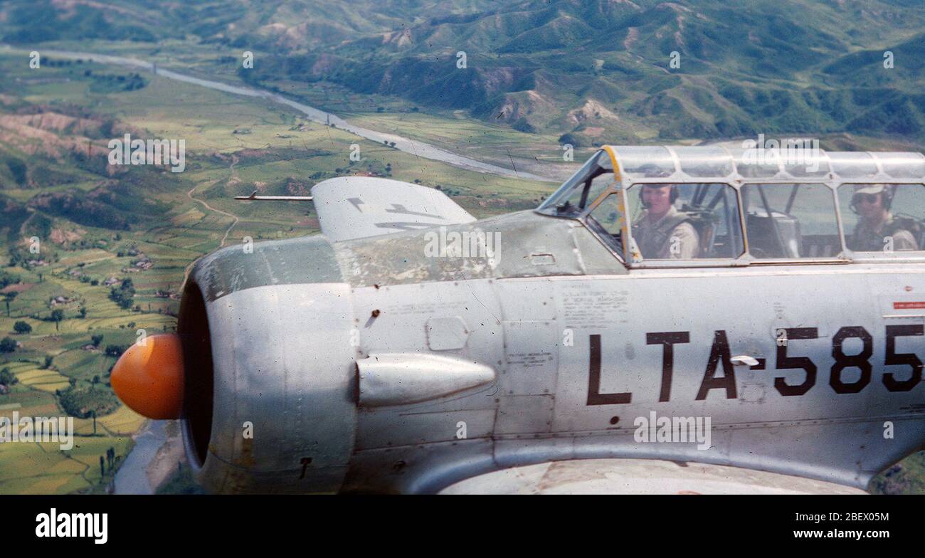 A U.S. Air Force LT-6G aircraft flies in the demilitarized zone over ...