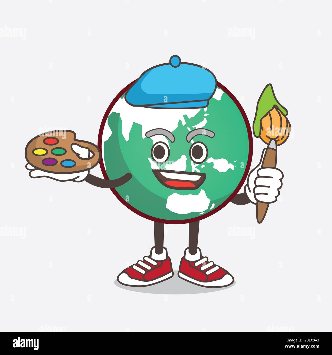 An illustration of planet Earth cartoon mascot character painter style ...