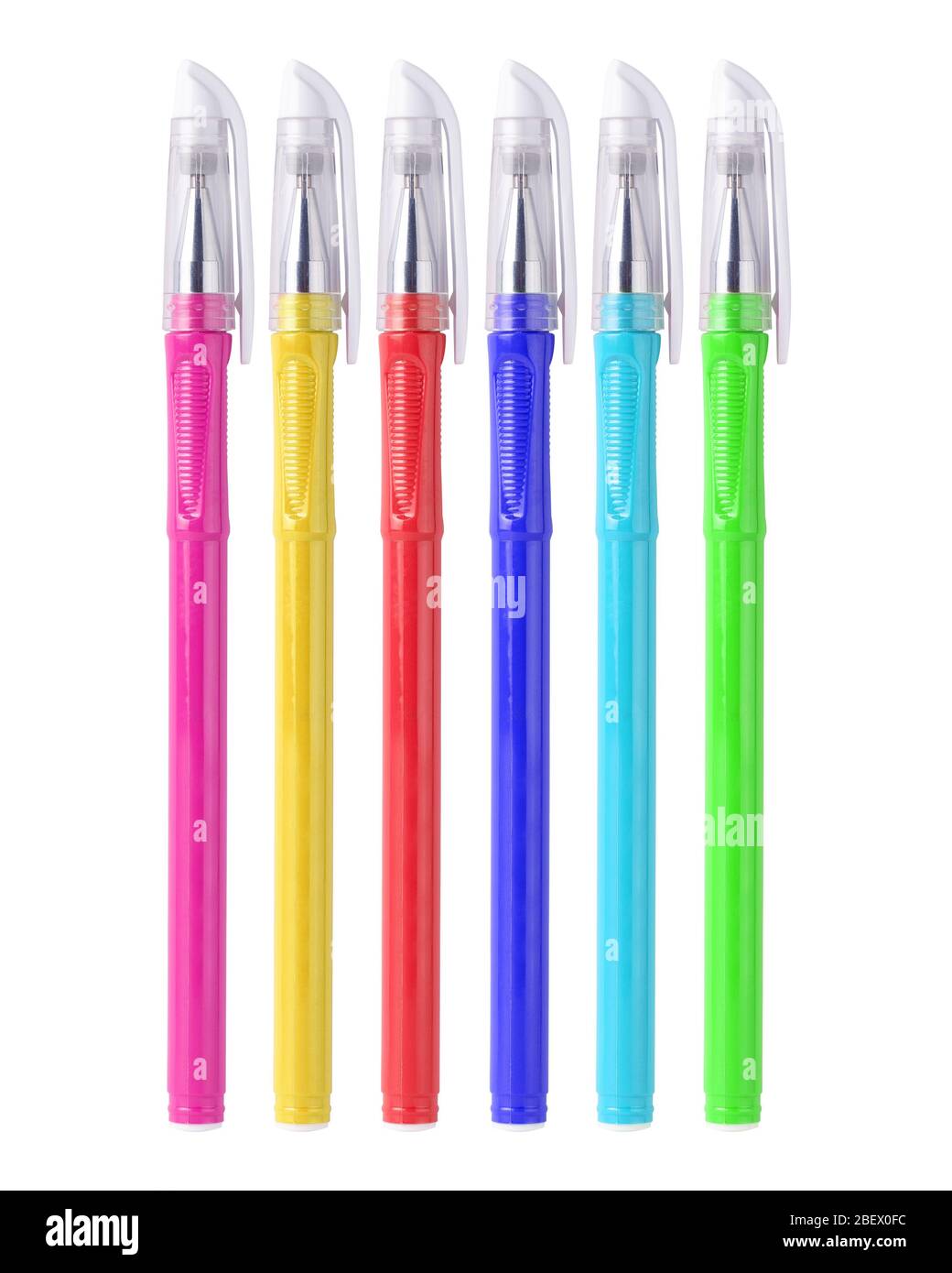 Colorful plastic ballpoint pen isolated on white background. Assorted ...