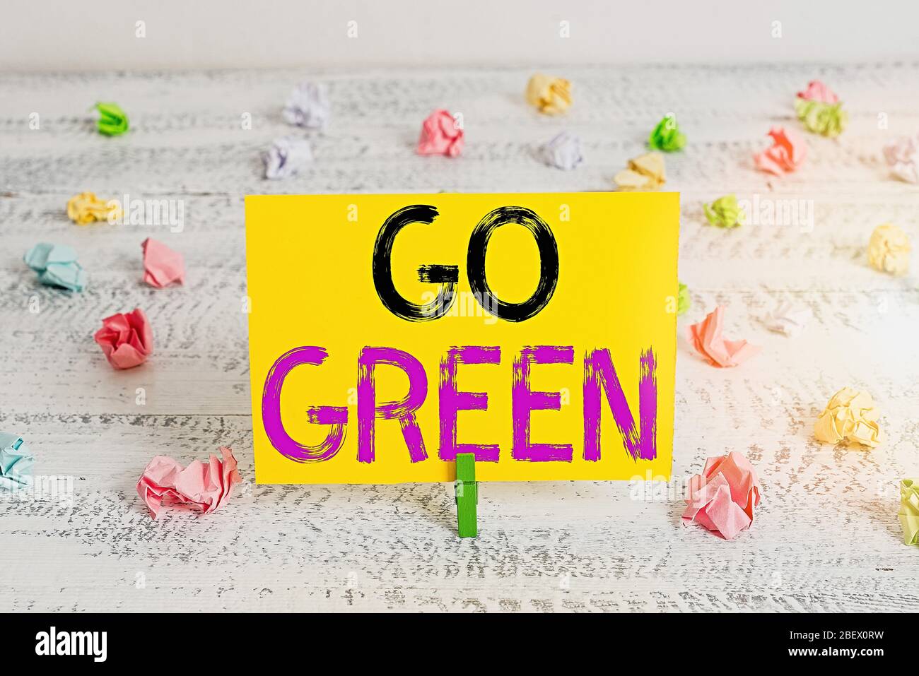 Text sign showing Go Green. Business photo showcasing making more ...