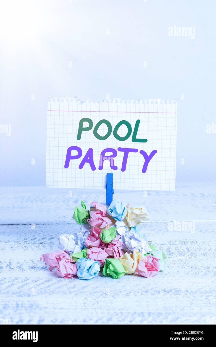 Text sign showing Pool Party. Business photo text celebration that ...