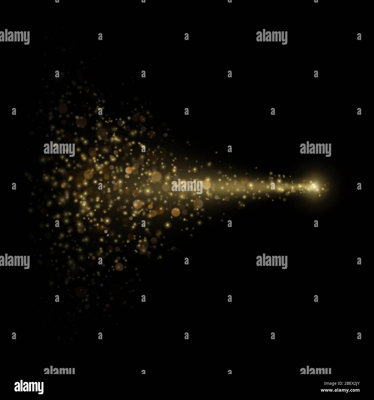 Effect of golden glitter trail star. Sparkling confetti or shimmer ...